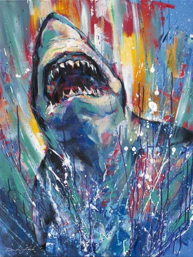 Abstract Shark Wall Art | Crazy Great White Shark Prints | Dimitri ...